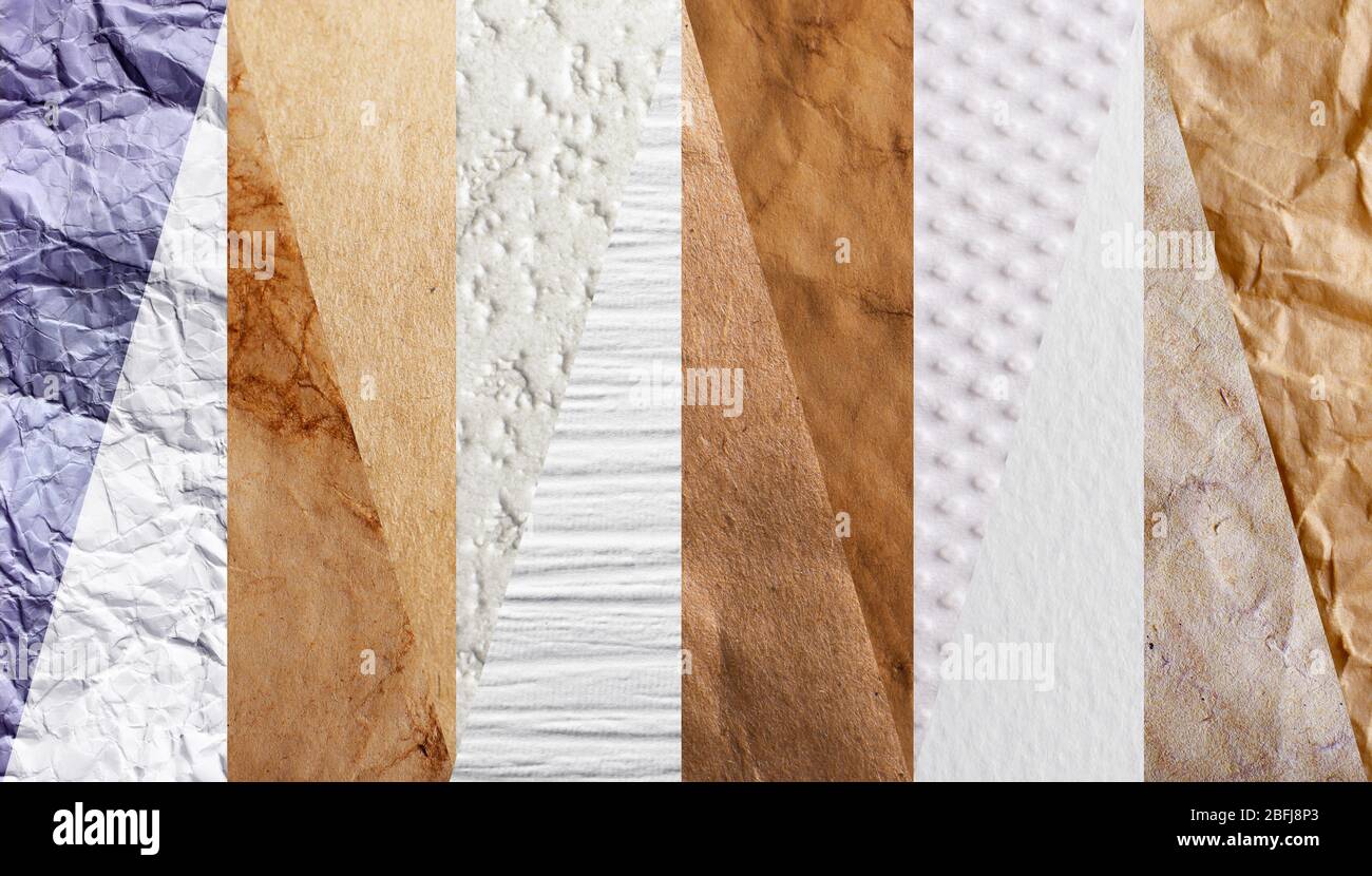 Assortment of different textures in collage, mix of textures as ...