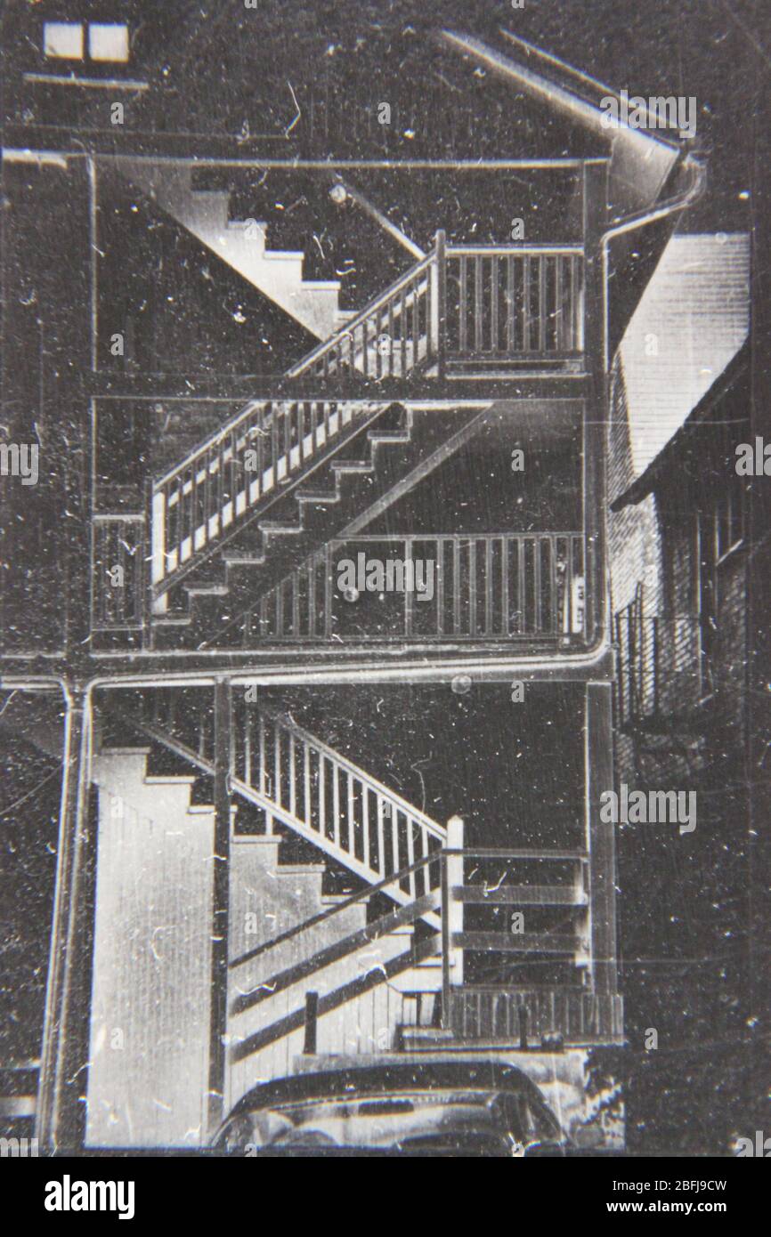 Fine 70s vintage black and white extreme photography of a flight of ...