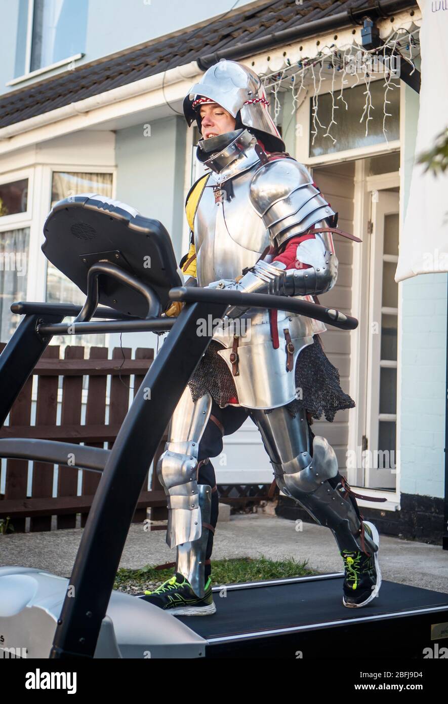 Uses a treadmill in his front garden in hull hi-res stock photography ...
