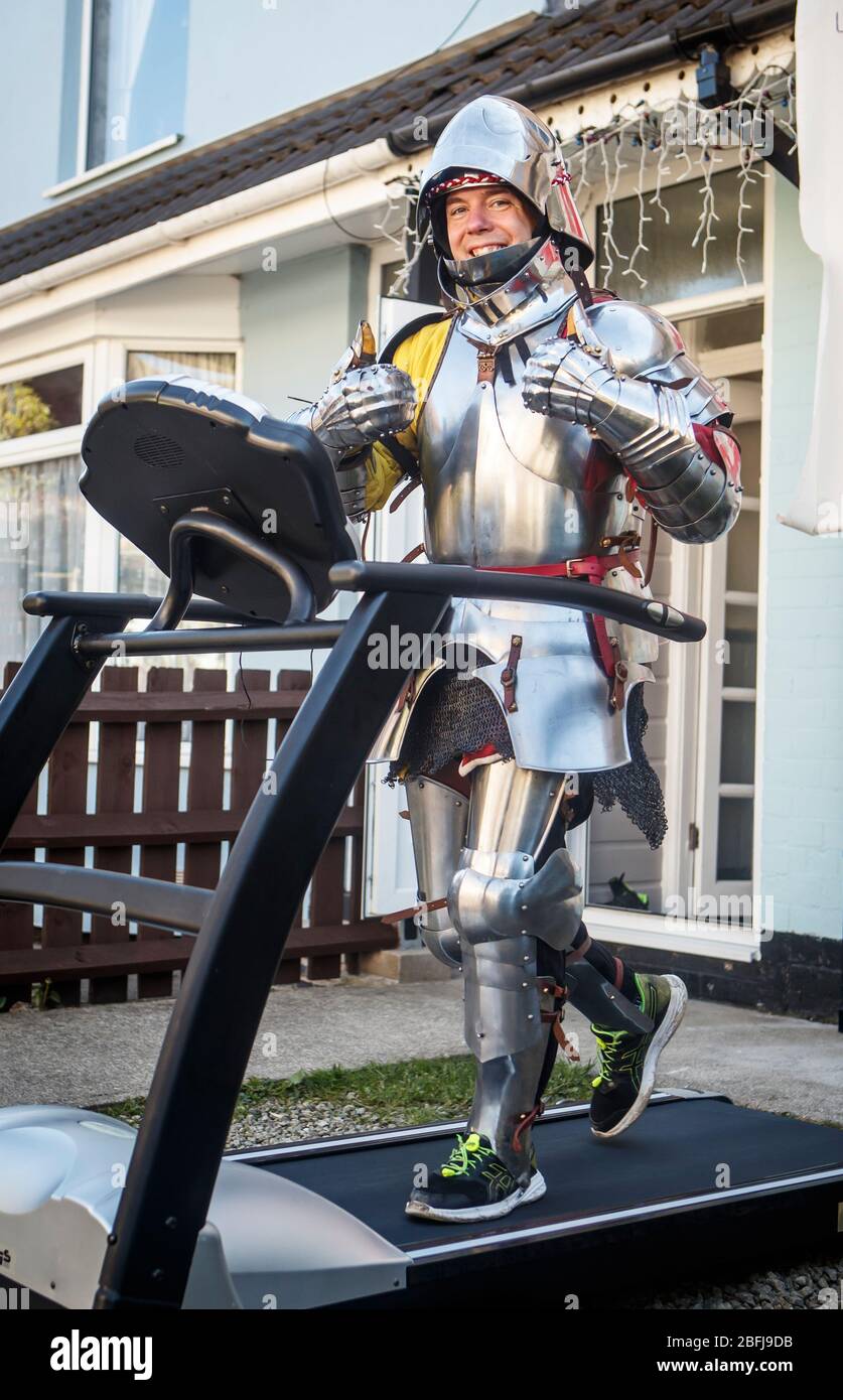 Uses a treadmill in his front garden in hull hi-res stock photography ...