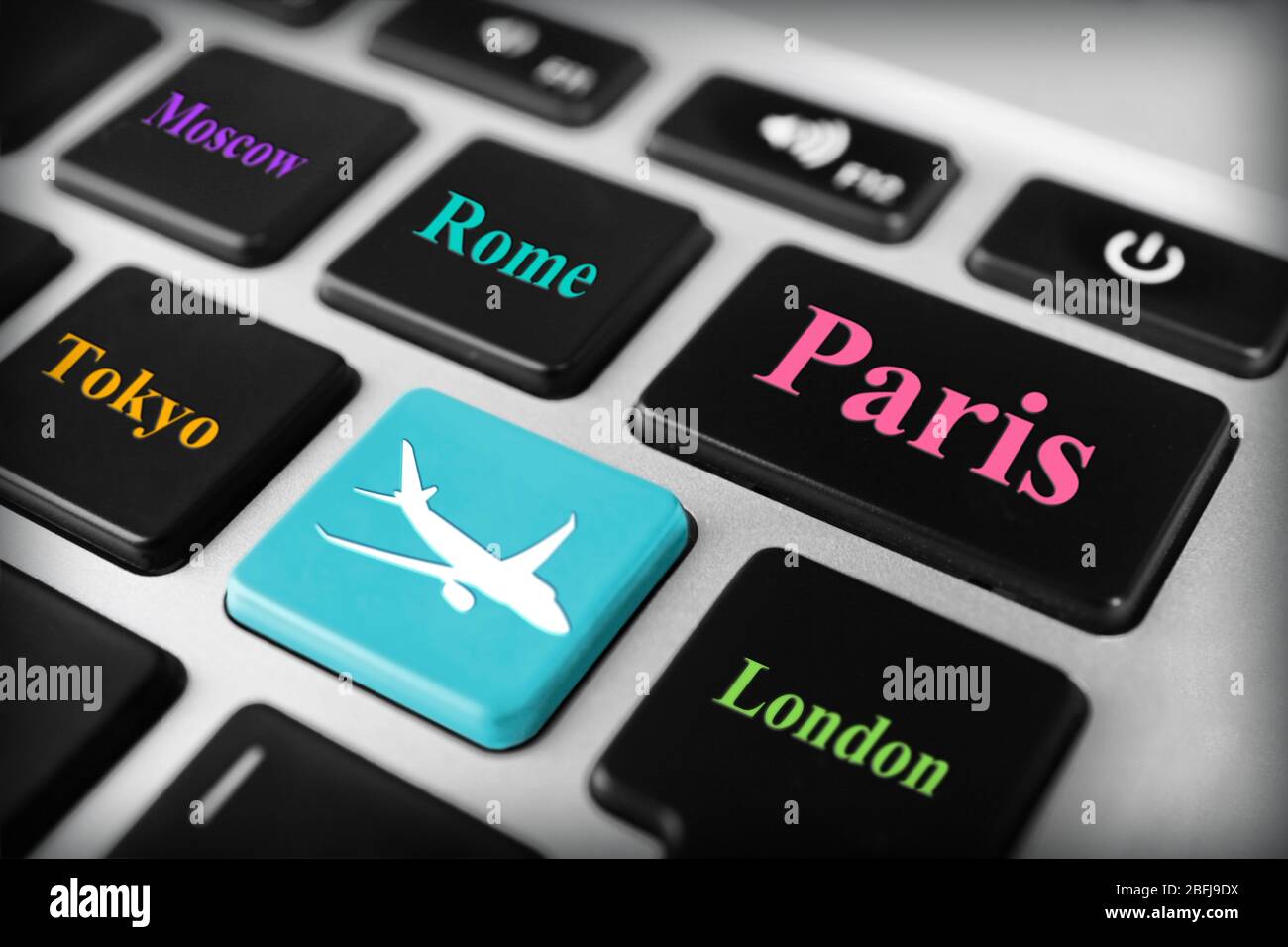 Travel concept. Keyboard of modern laptop close up Stock Photo - Alamy