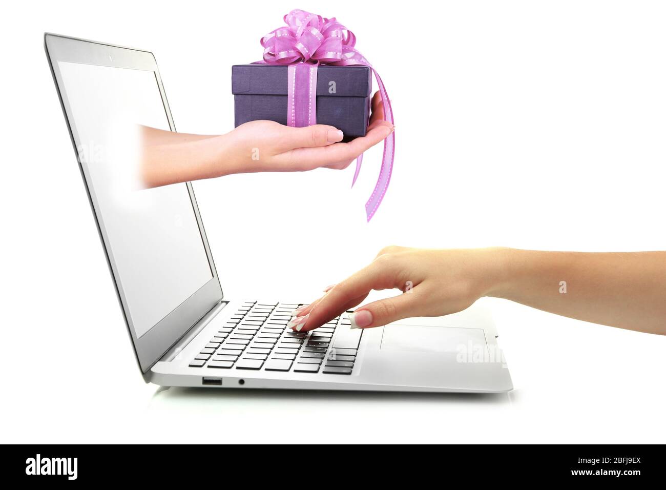 Woman shopping online idea Cut Out Stock Images & Pictures - Alamy
