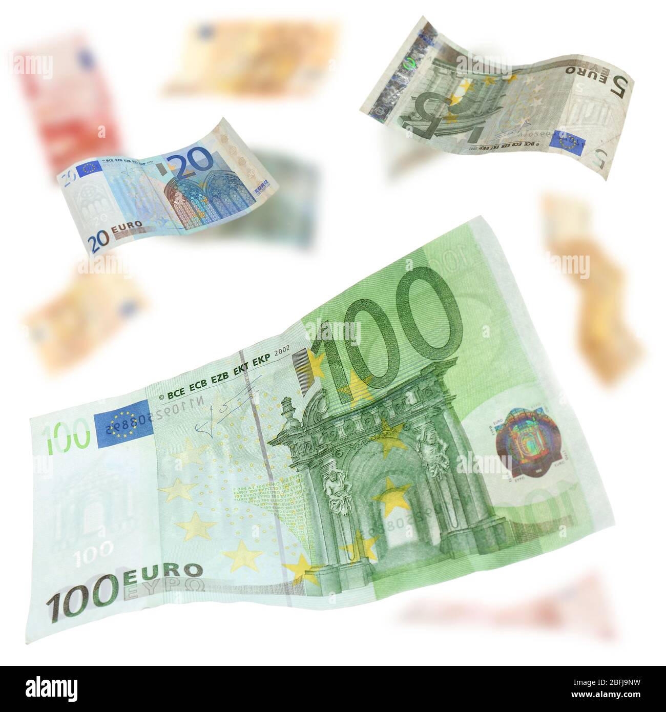 Flying Euro banknotes Stock Photo - Alamy
