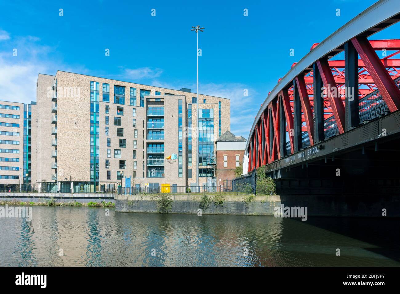 The Clippers Quay apartment blocks and the Trafford Road Bridge, by the ...