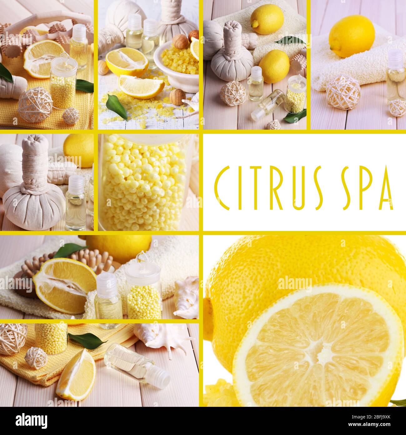 Lemon spa compositions in collage Stock Photo - Alamy