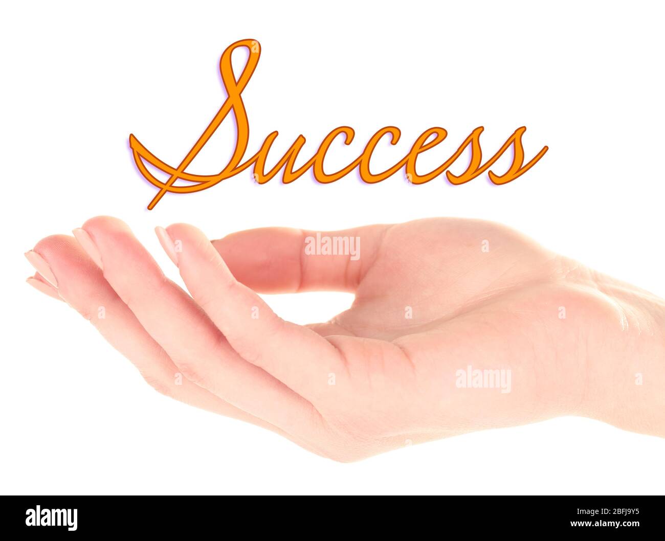 Female hand with word Success isolated on white Stock Photo - Alamy