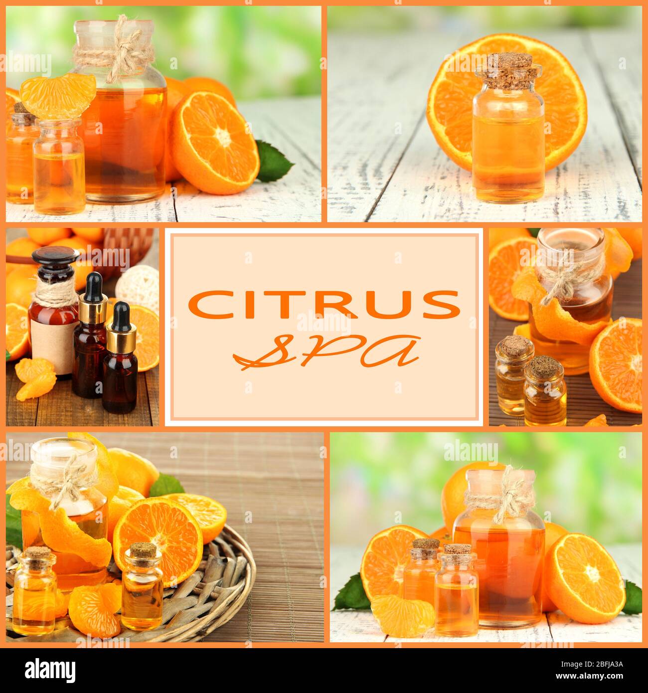 Orange spa compositions in collage Stock Photo - Alamy