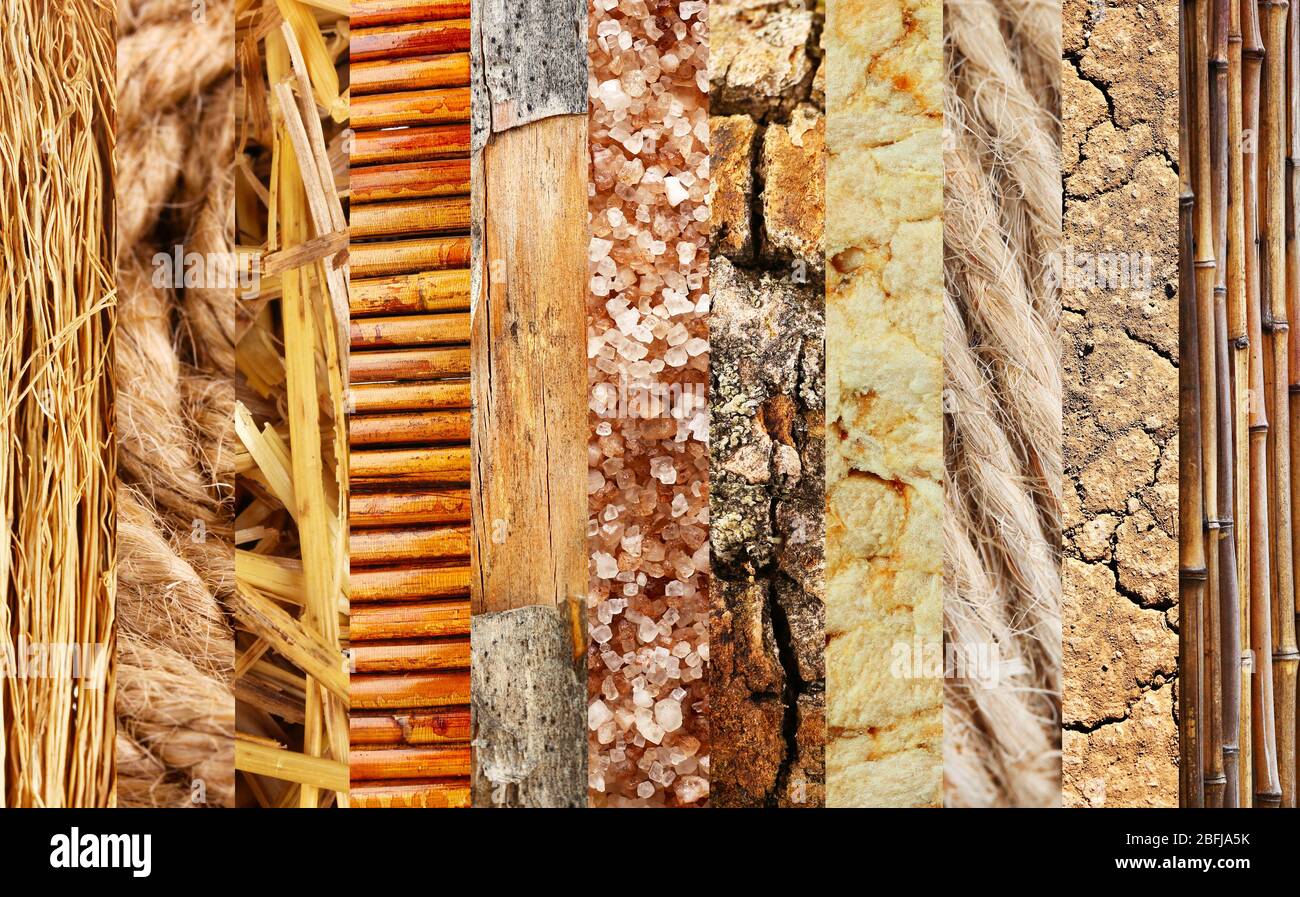 Assortment of different textures in collage, mix of textures as ...