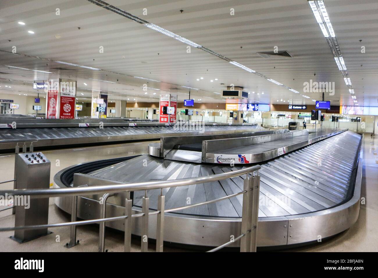 Paranaque City, Philippines. 19th Apr, 2020. Baggage carousels at the ...