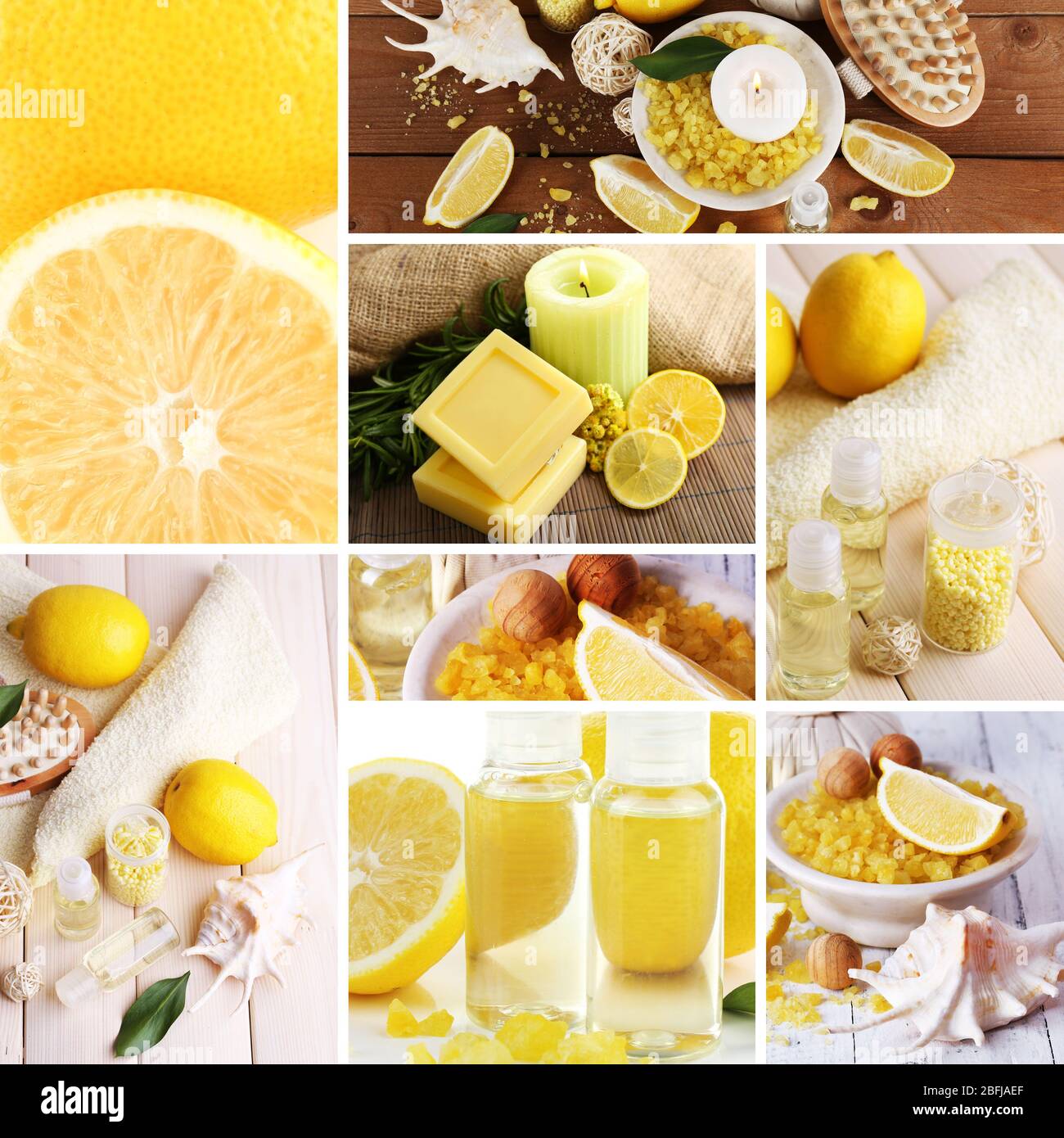 Lemon spa compositions in collage Stock Photo - Alamy