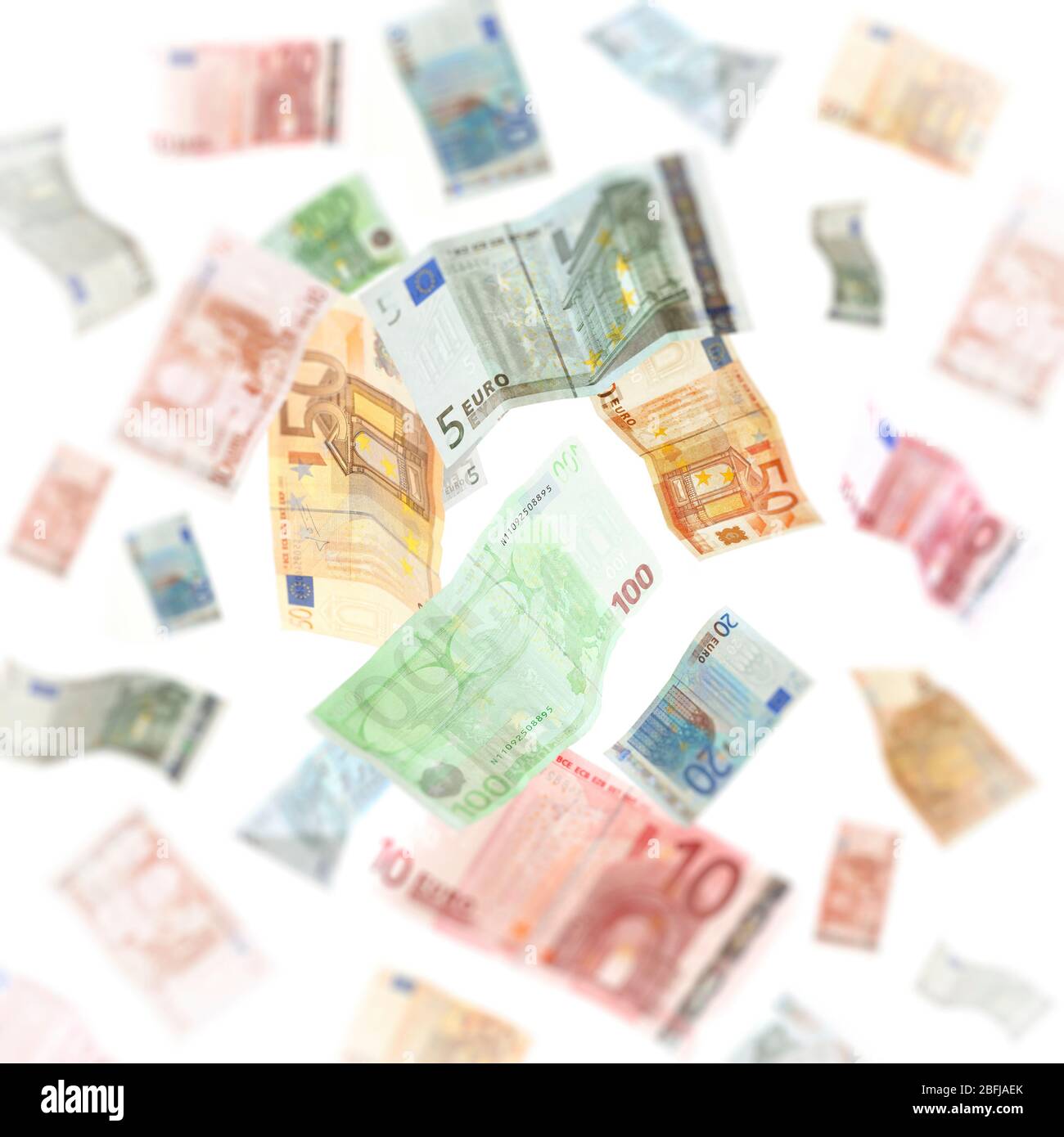 Flying Euro banknotes Stock Photo - Alamy