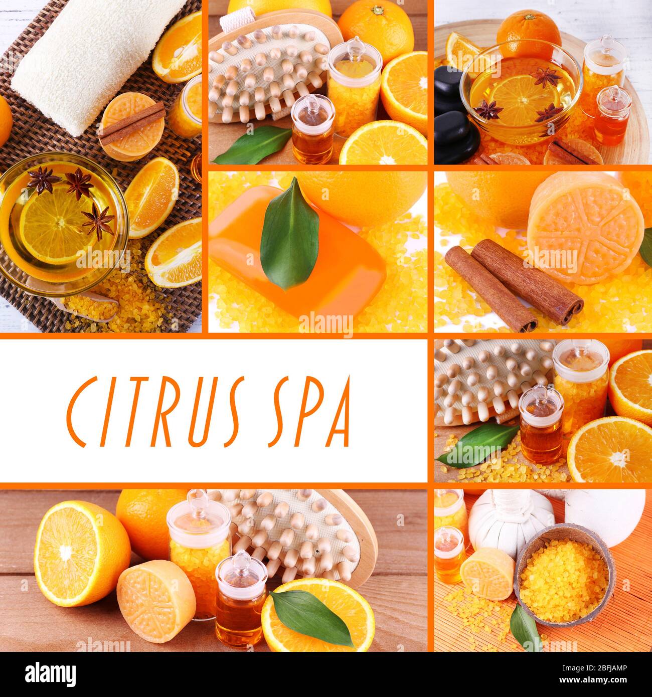 Orange spa compositions in collage Stock Photo - Alamy