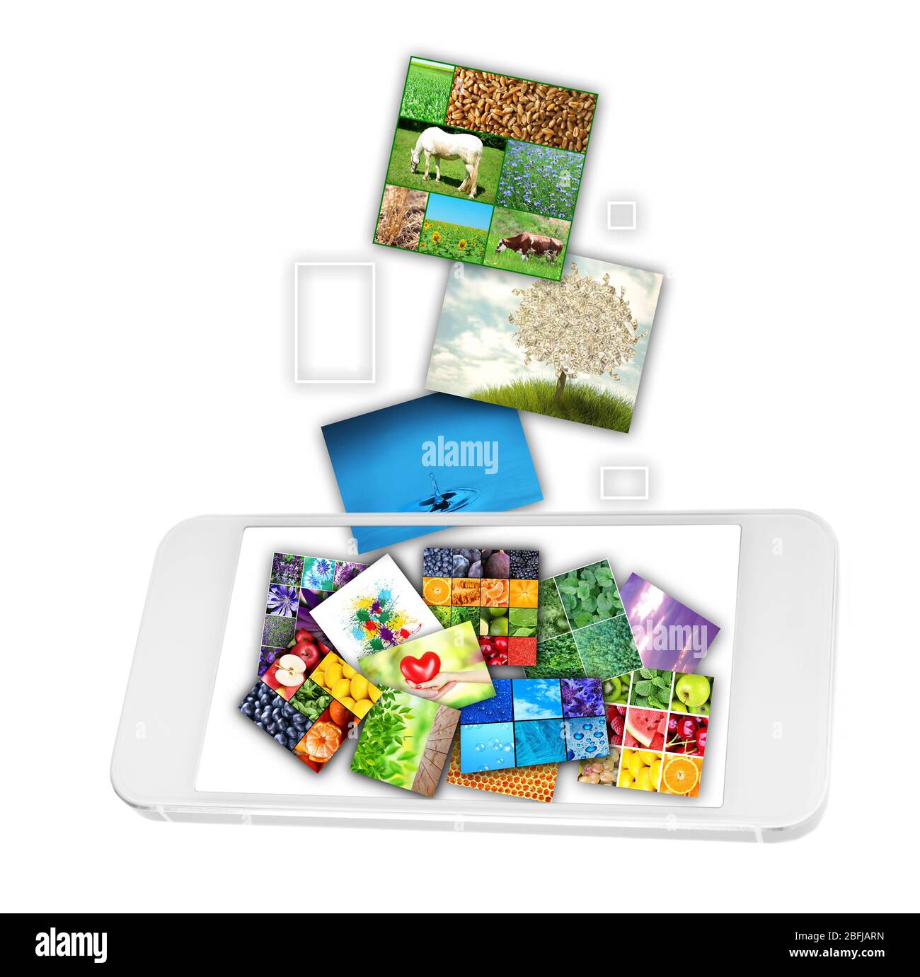 Touch screen mobile phone with streaming images isolated on white Stock ...