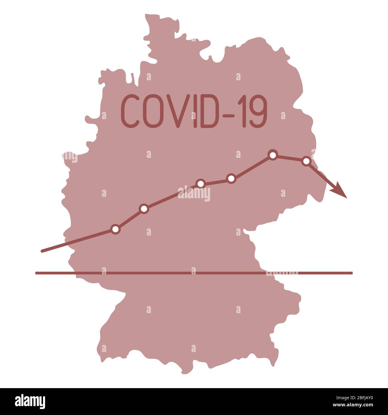 Vector illustration Germany map Schedule Reduction sharp drop of sick ...