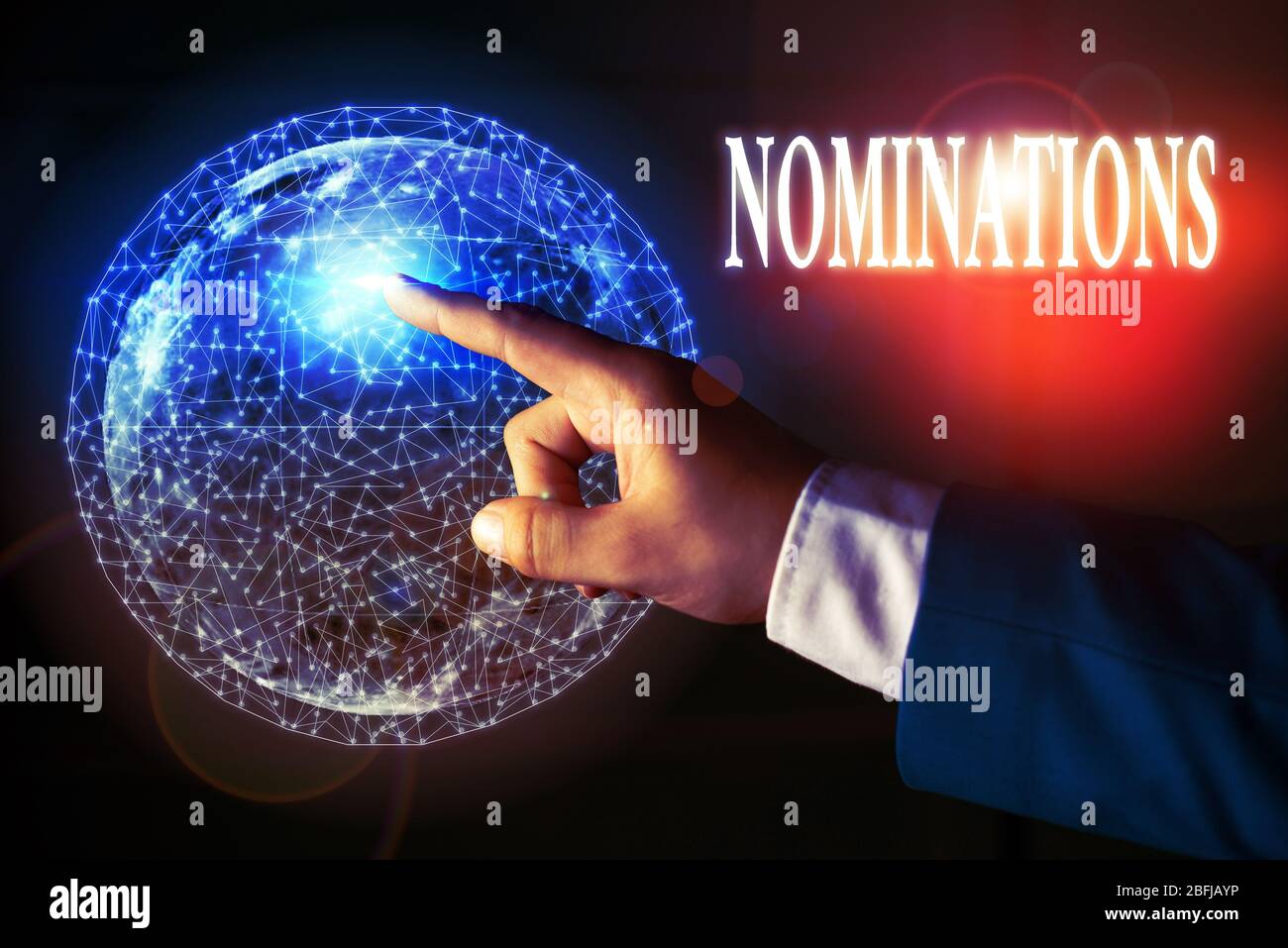 Text sign showing Nominations. Business photo text the act of ...