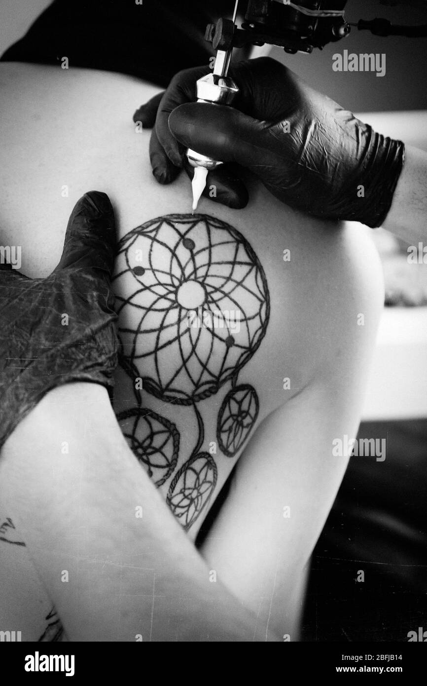 Glove making Black and White Stock Photos & Images - Alamy