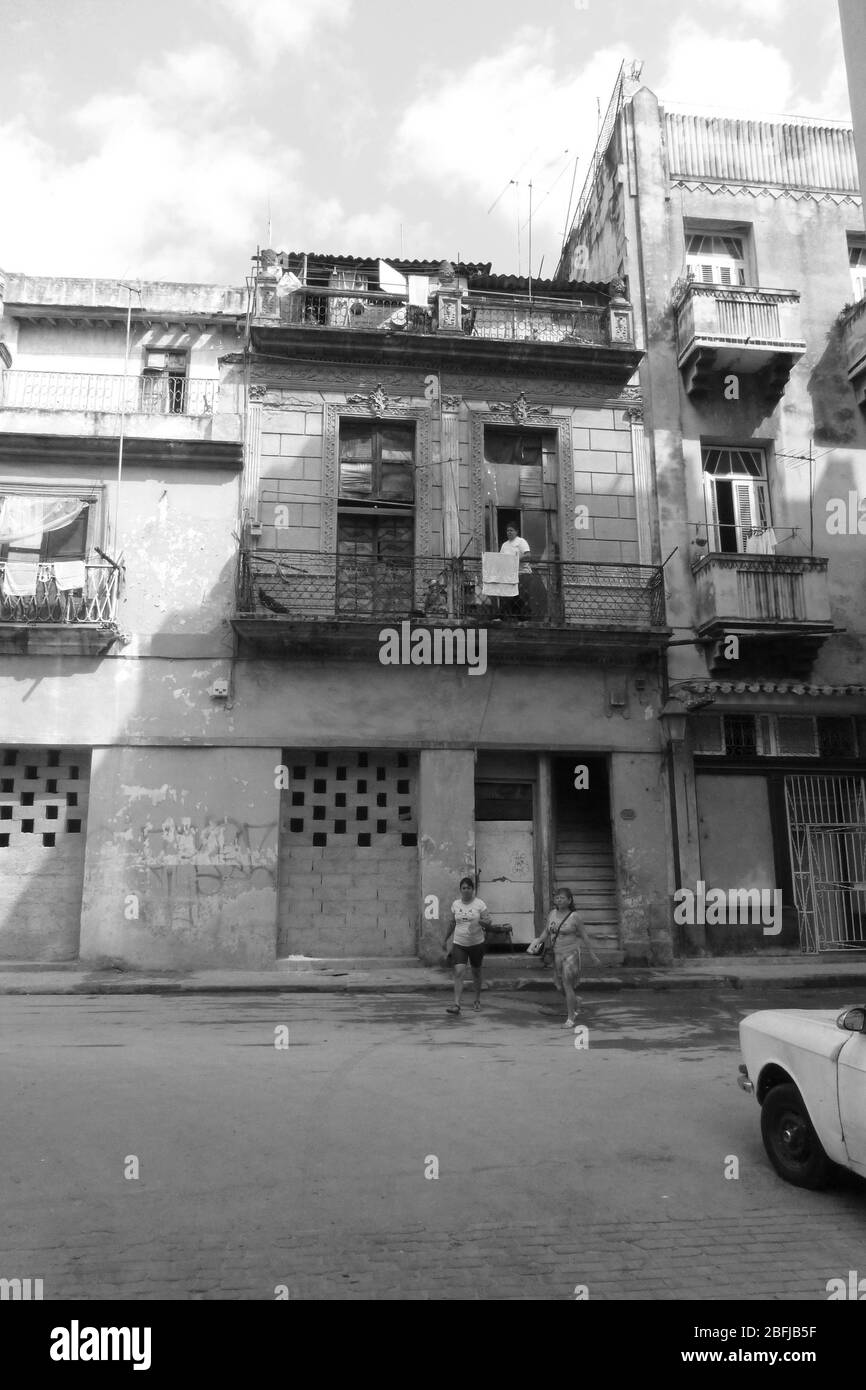 block of flats decaying in Havana Cuba tenant flats slum type with ...