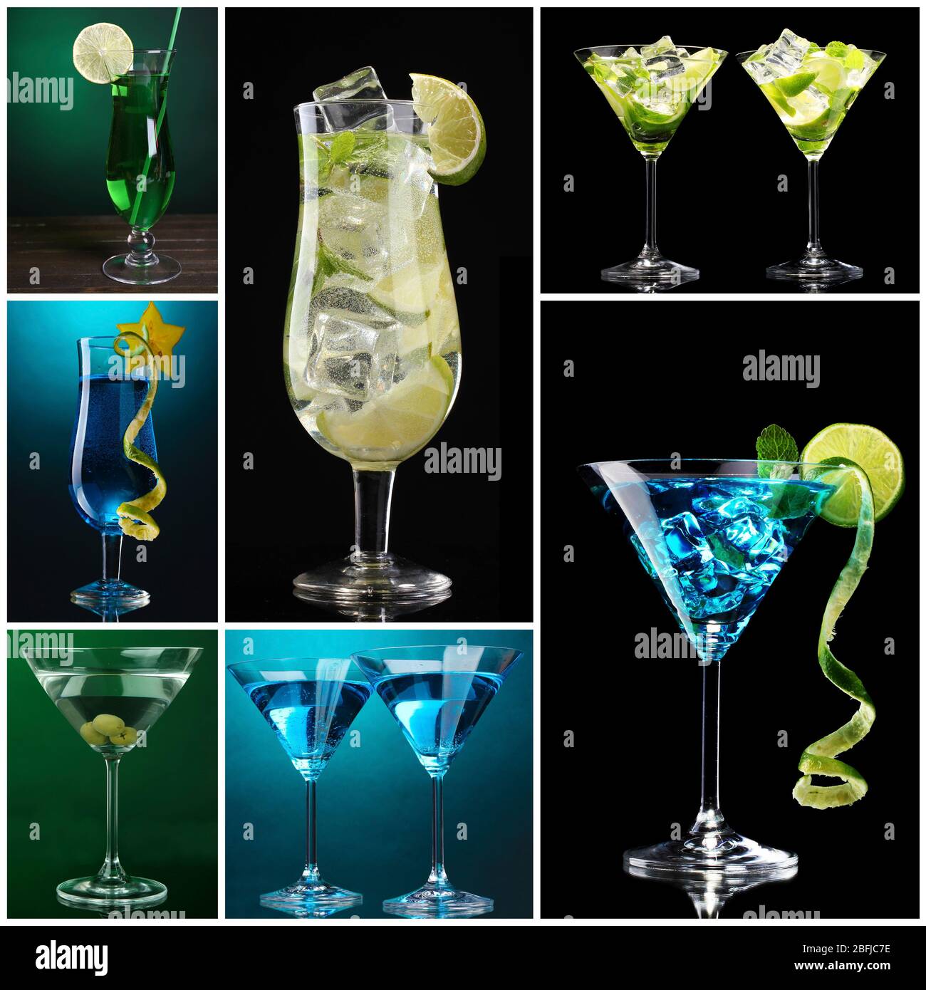 Glasses different martini cocktails Cut Out Stock Images & Pictures - Alamy