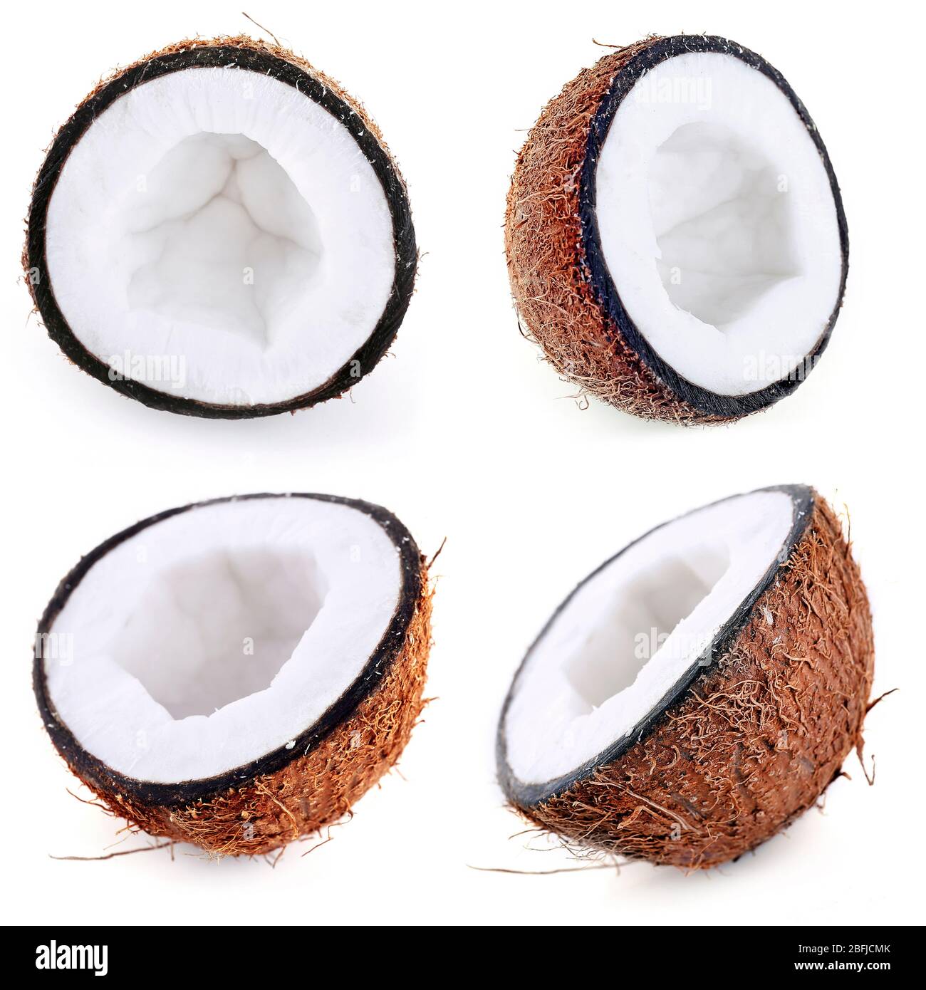 Coconut collage, isolated on white Stock Photo - Alamy