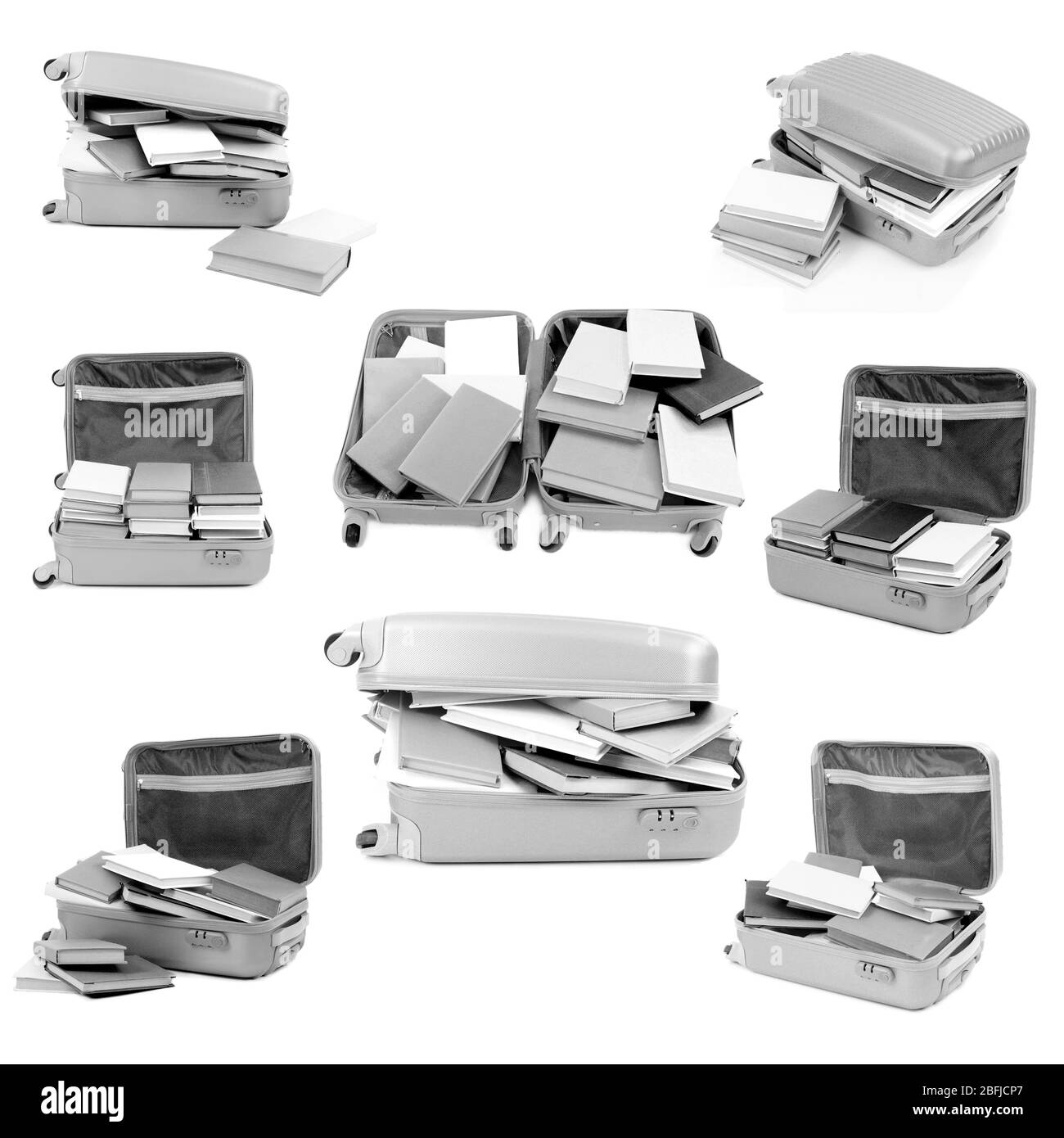 Open suitcase books Black and White Stock Photos & Images - Alamy
