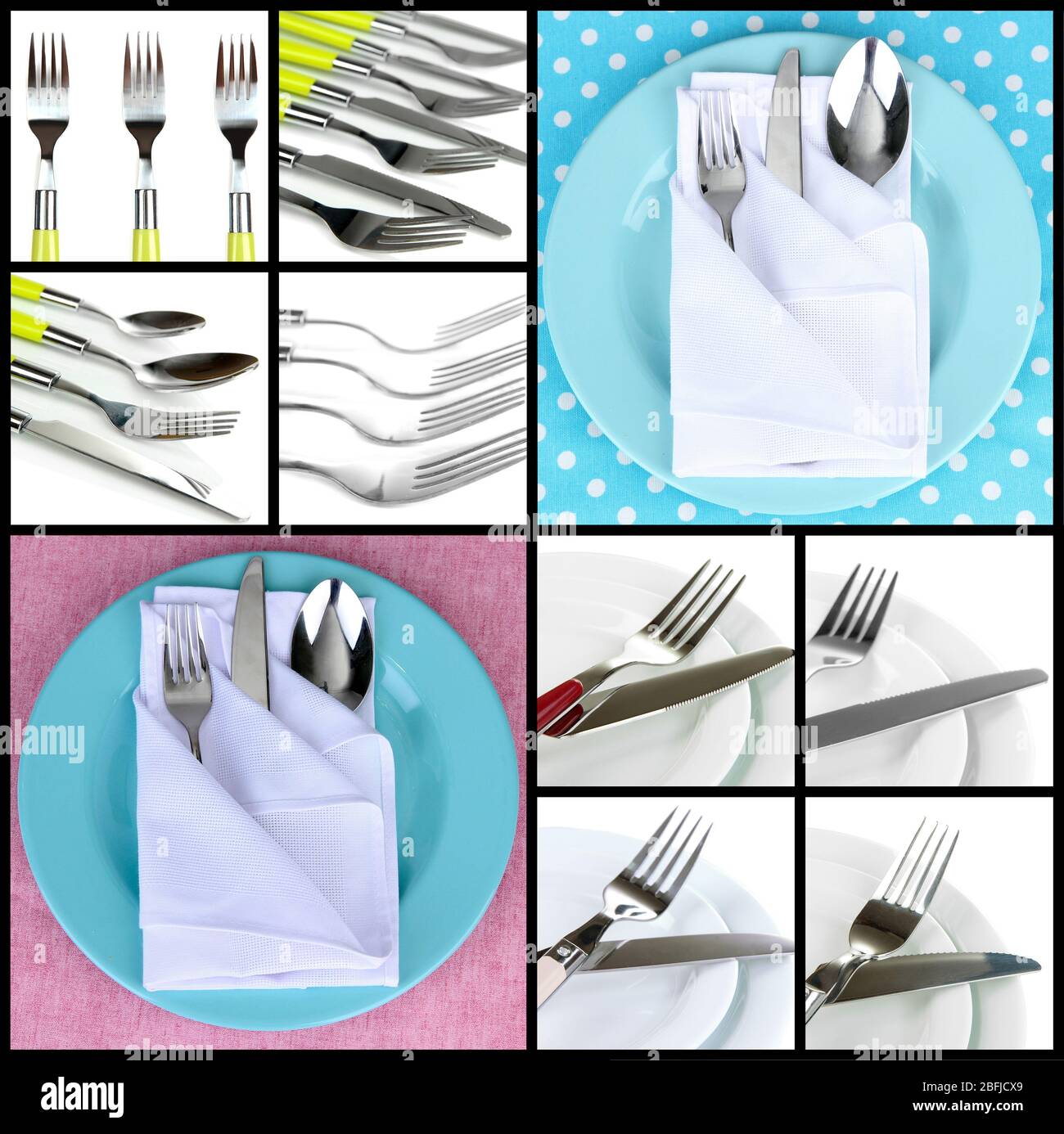 Table setting collage Stock Photo - Alamy
