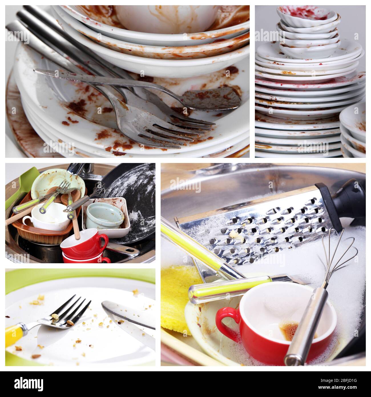 Collage of dirty dishes Stock Photo - Alamy