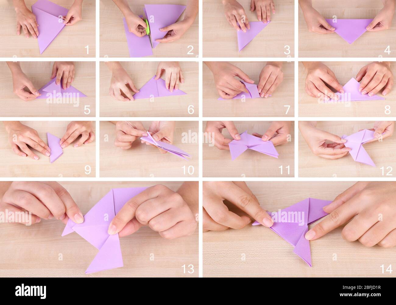 Origami paper bird. Instructions for assembly Stock Photo - Alamy