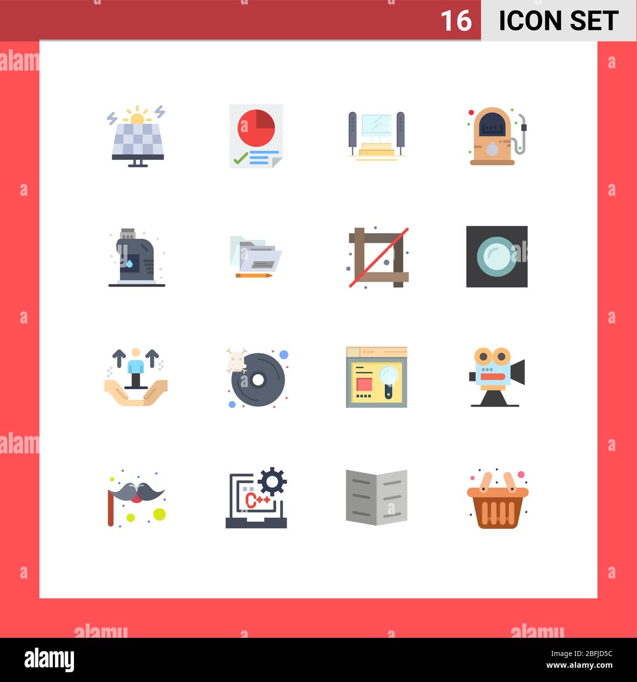 User Interface Pack of 16 Basic Flat Colors of mechanical, pump ...