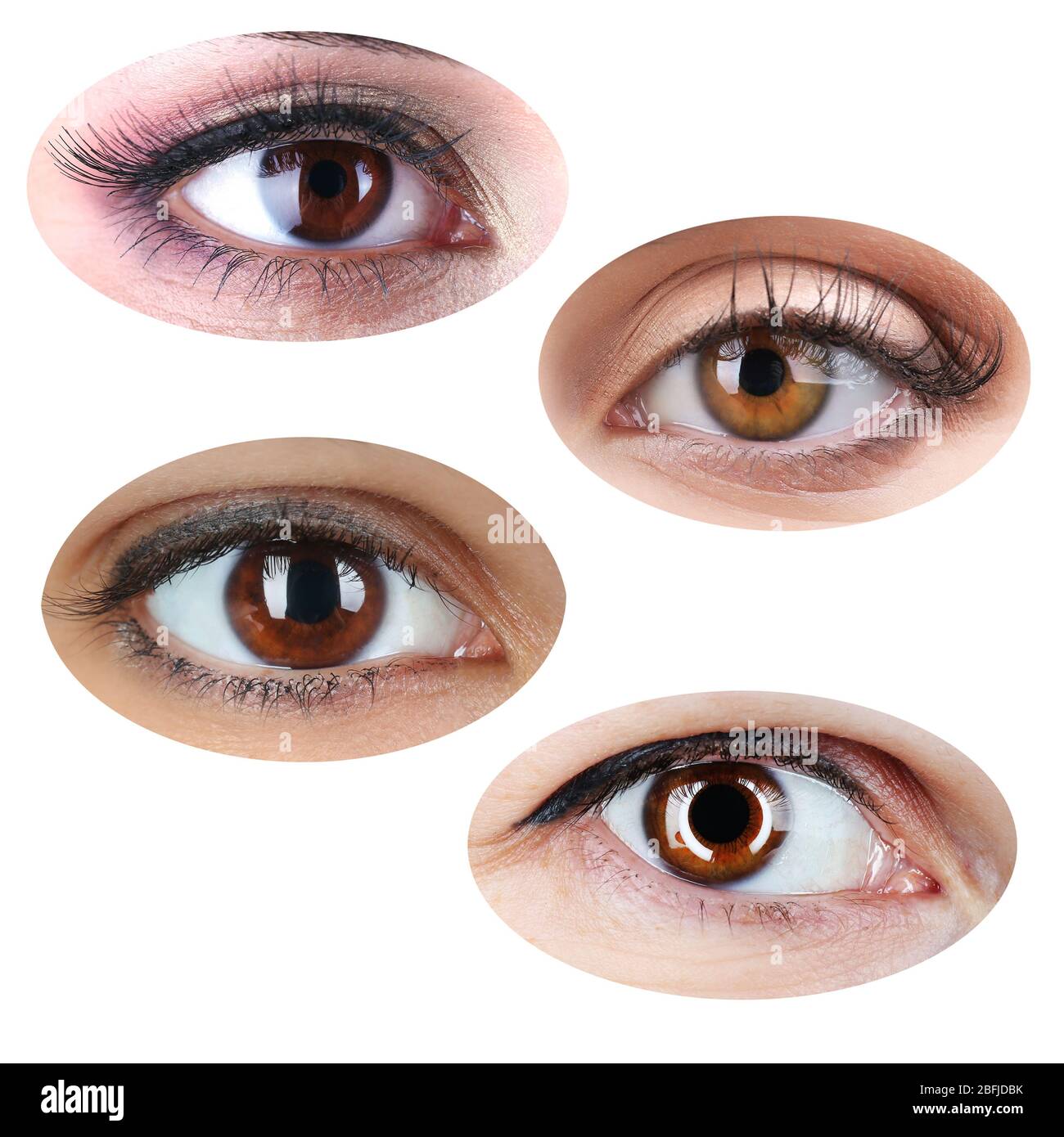 Collage of beautiful female eyes, isolated on white Stock Photo - Alamy