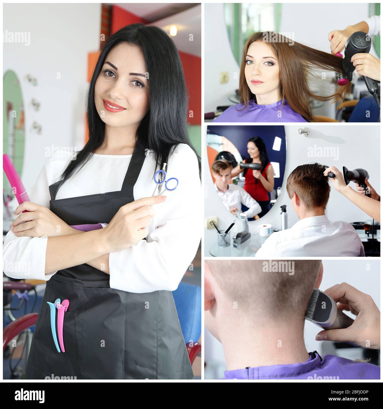 Beauty salon collage Stock Photo - Alamy