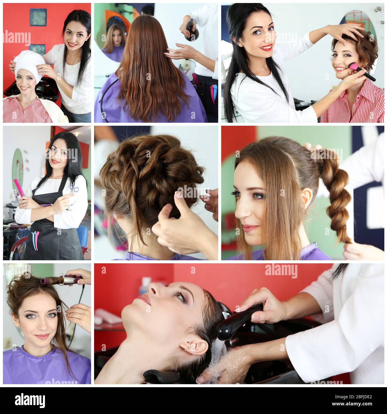 Beauty salon collage Stock Photo - Alamy