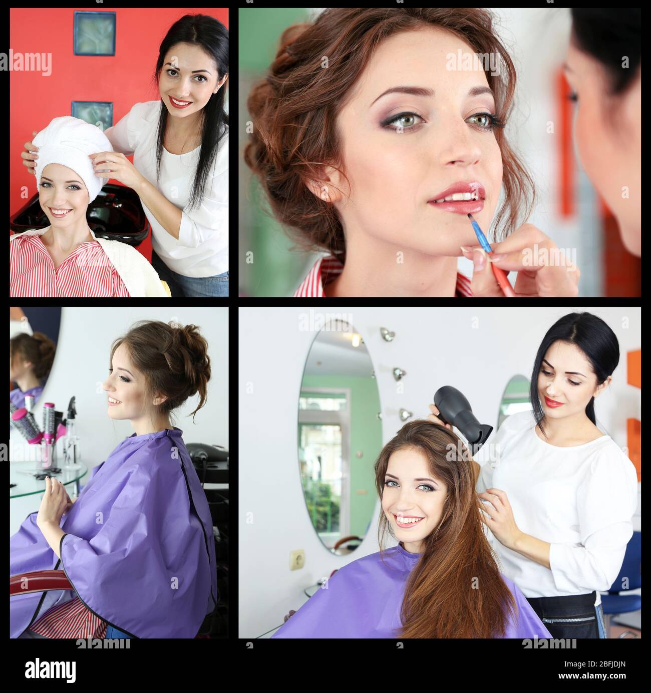 Beauty salon collage Stock Photo - Alamy