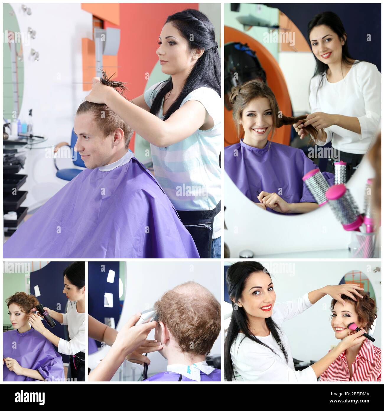 Beauty salon collage Stock Photo - Alamy