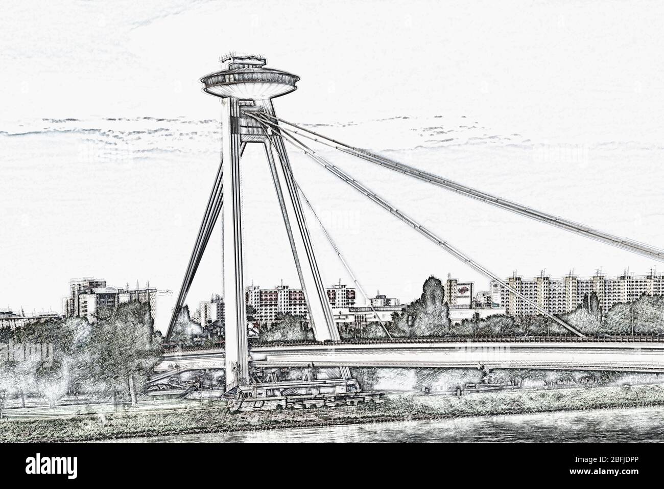 The bridge of the Slovak national uprising, SNP bridge, is a bridge ...