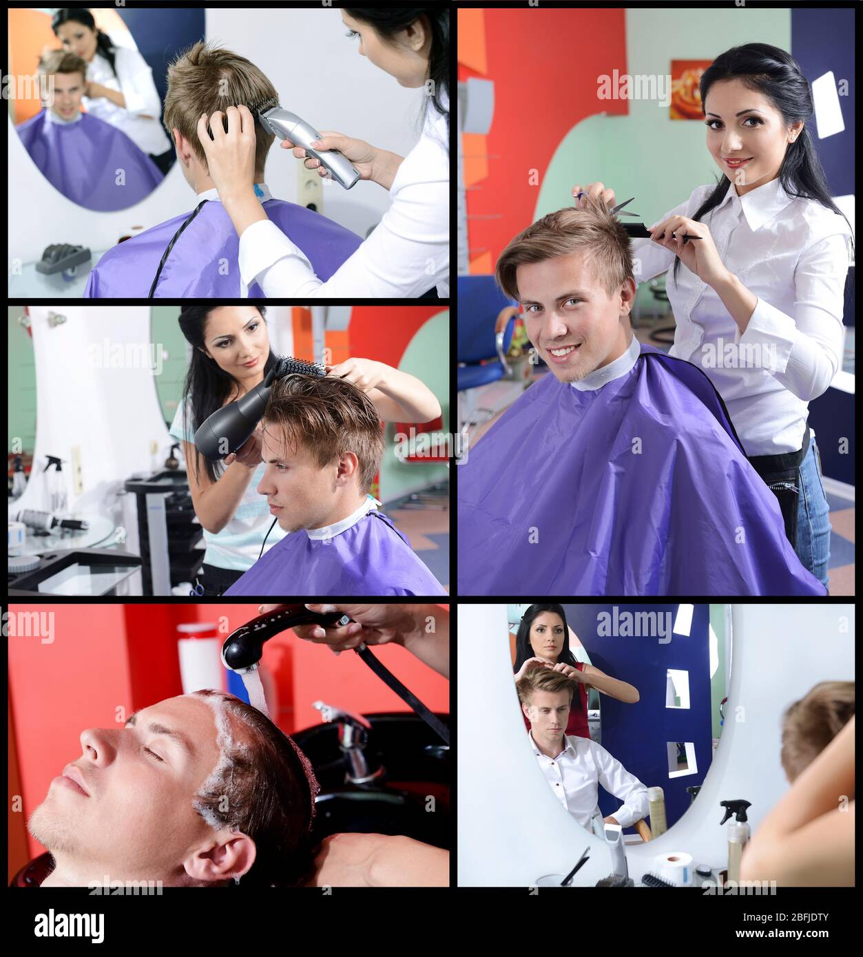 Beauty salon collage Stock Photo - Alamy