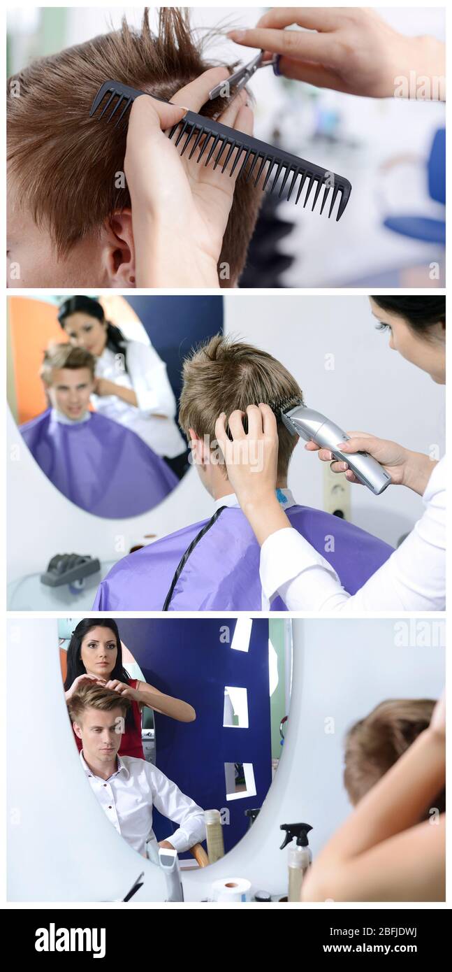 Beauty salon collage Stock Photo - Alamy