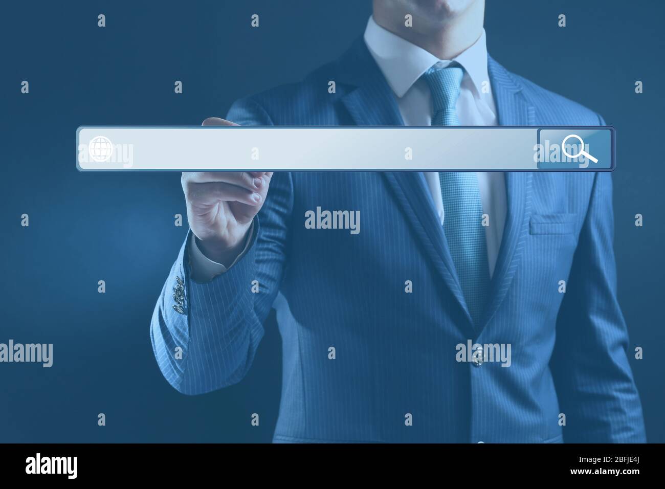 Technology, searching system and internet concept. Businessman hand ...