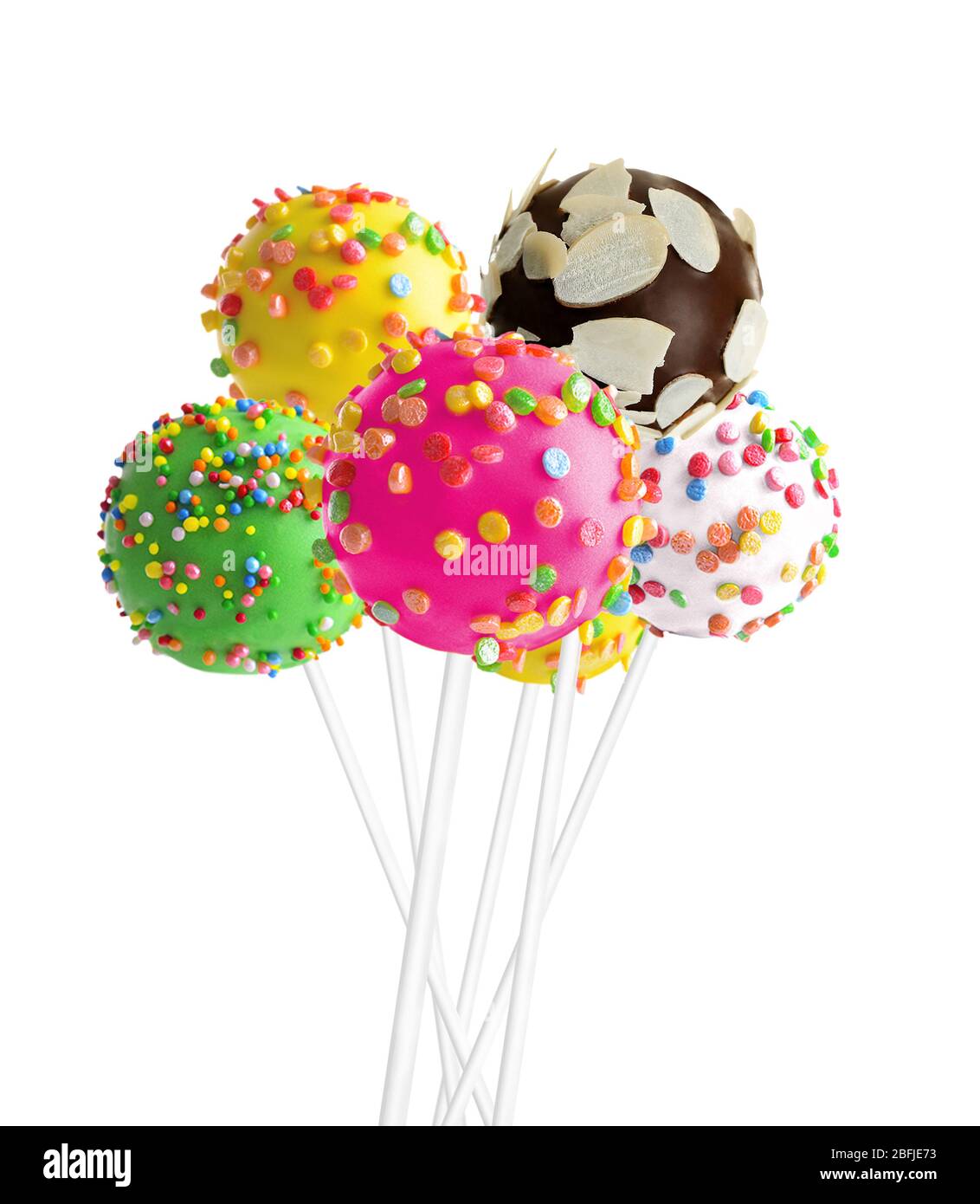 Sweet cake pops isolated on white Stock Photo - Alamy