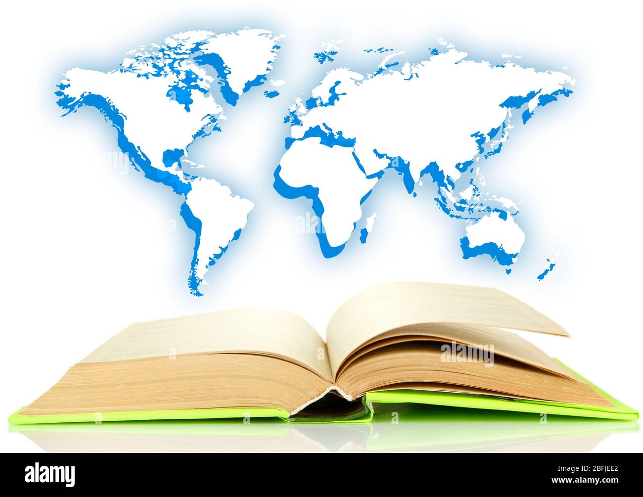 Book with earth sketch isolated on white Stock Photo - Alamy