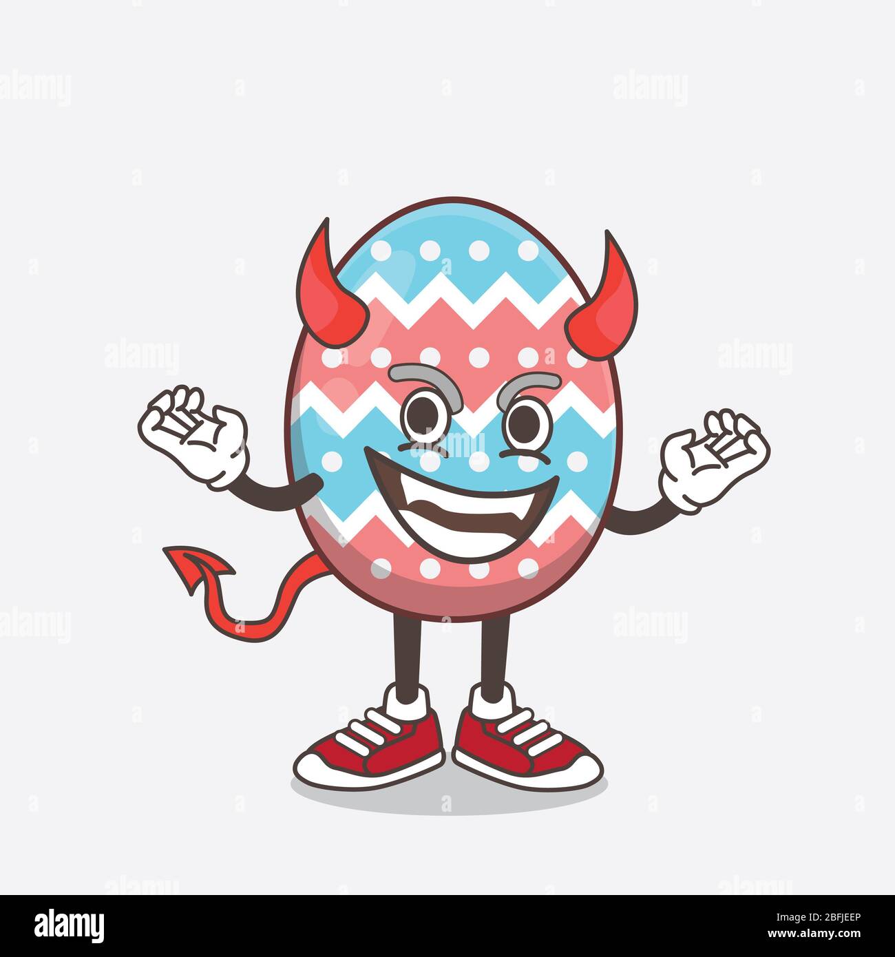 An illustration of Easter Egg cartoon mascot character as red devil ...