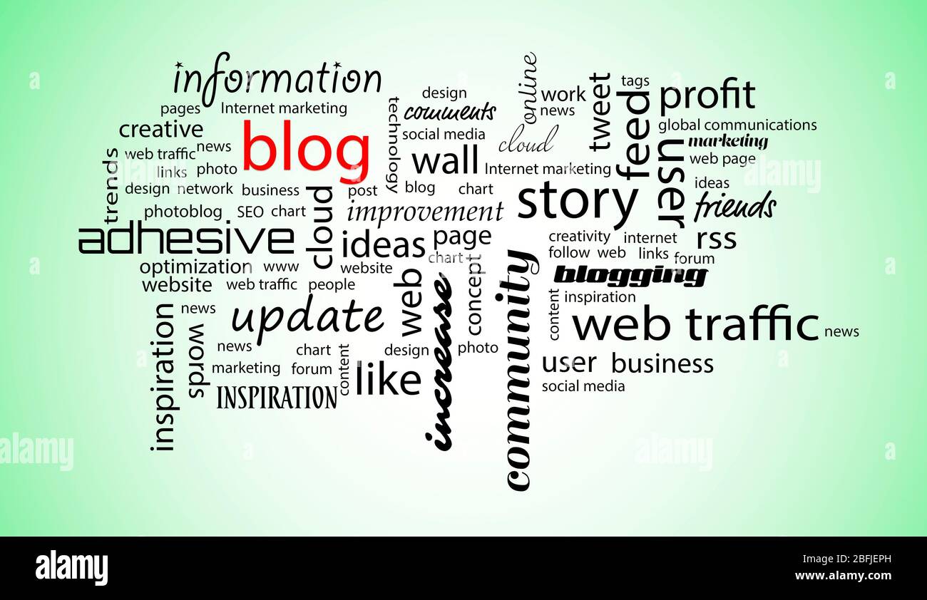 Word cloud. Blog concept Stock Photo - Alamy