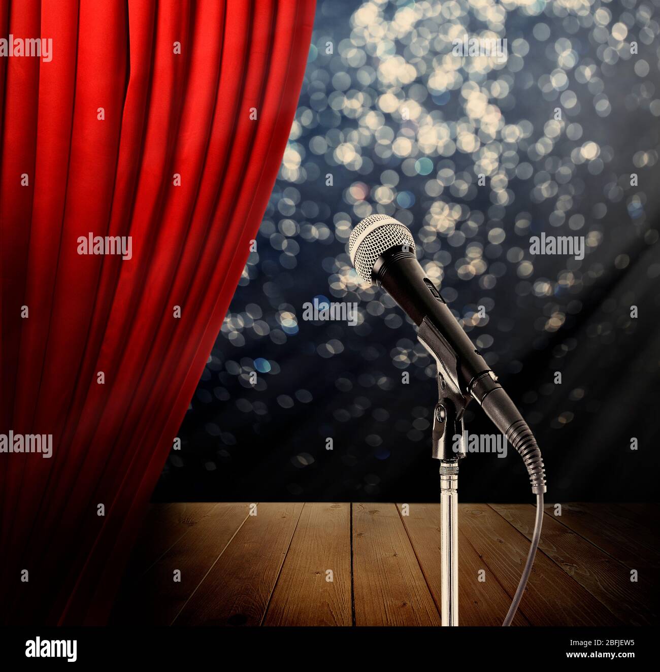 Empty stage and microphone before performance Stock Photo - Alamy