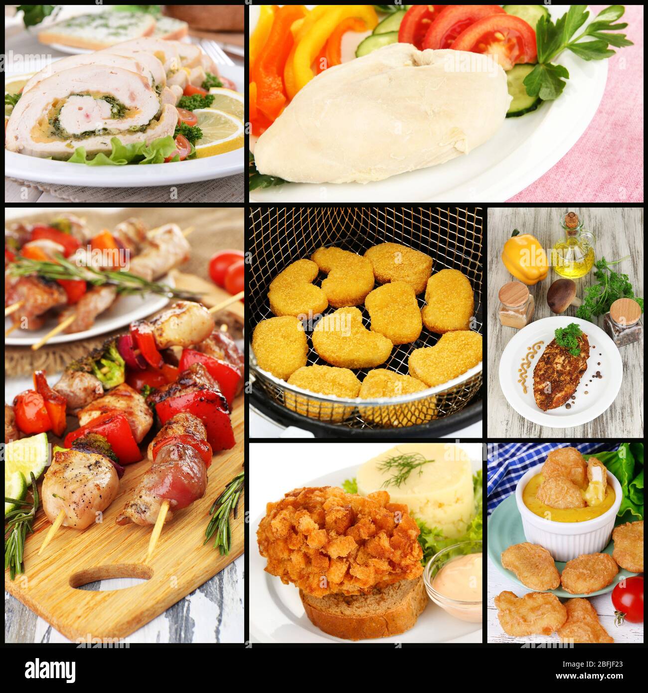 Collage of various meals with meat Stock Photo - Alamy