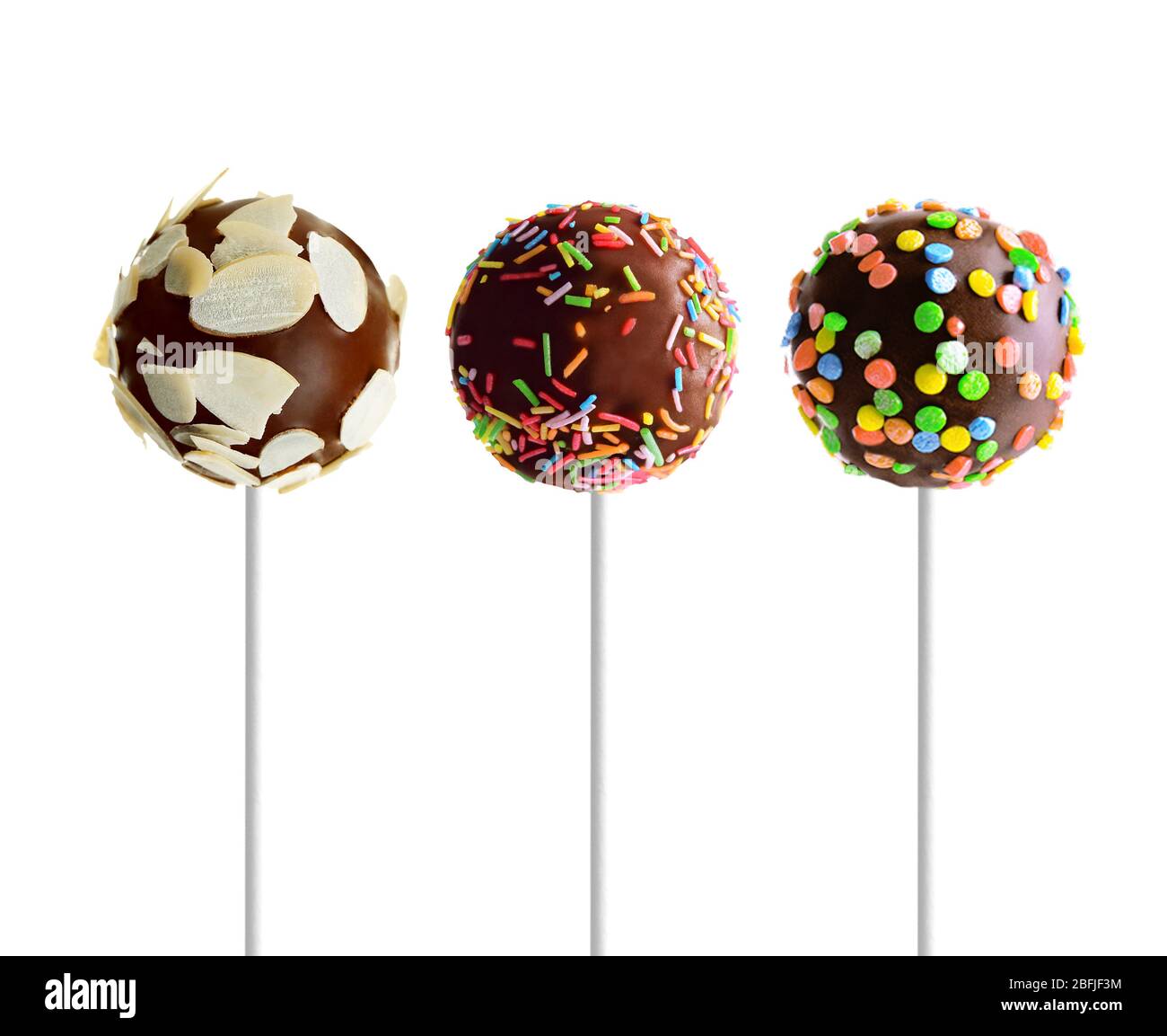 Sweet cake pops isolated on white Stock Photo - Alamy