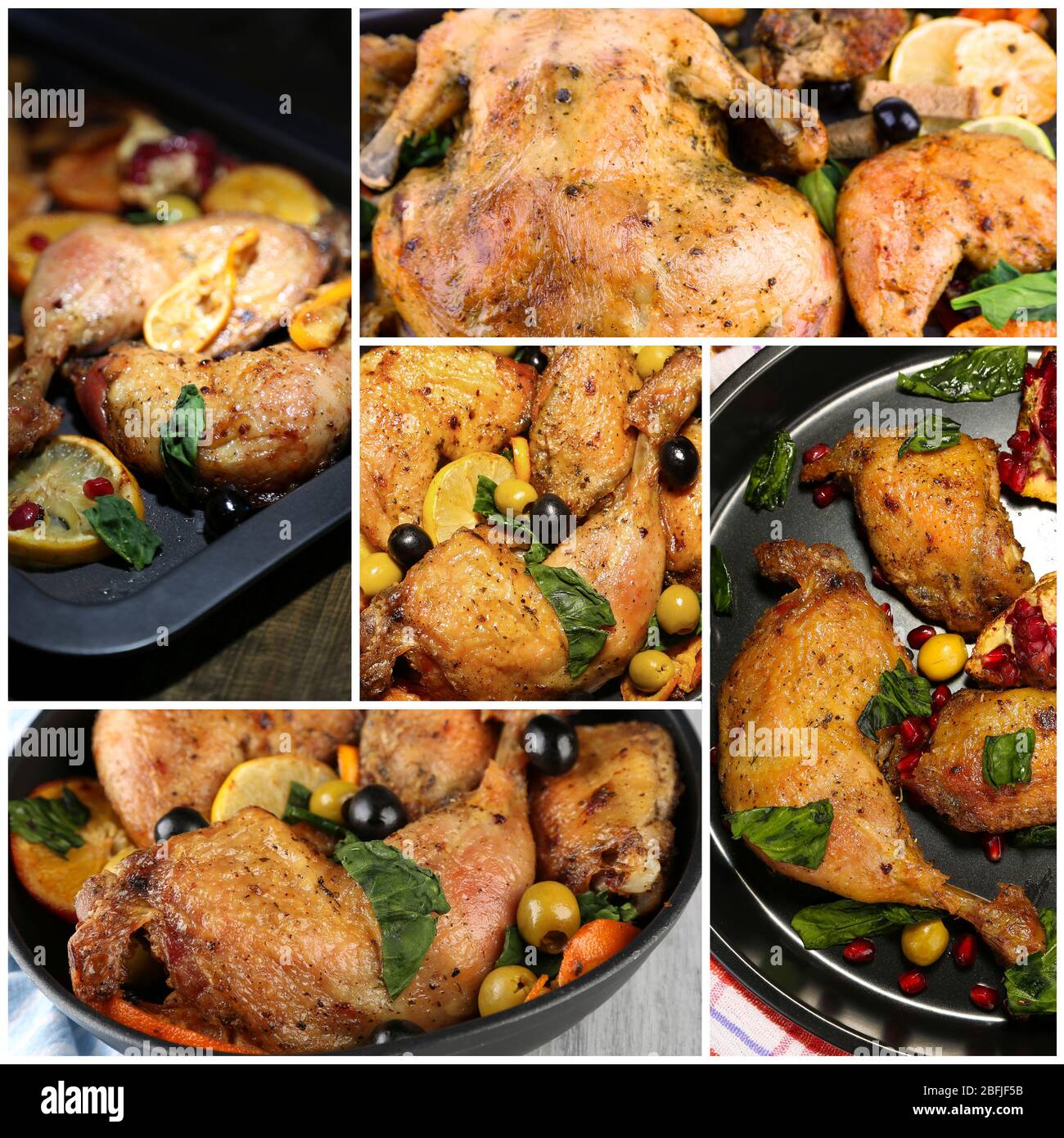 Collage of roasted chicken meat Stock Photo - Alamy