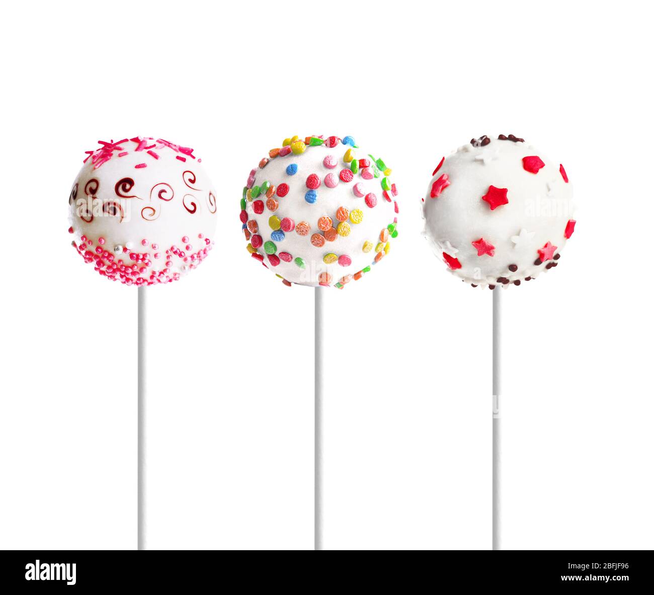 Sweet cake pops isolated on white Stock Photo - Alamy