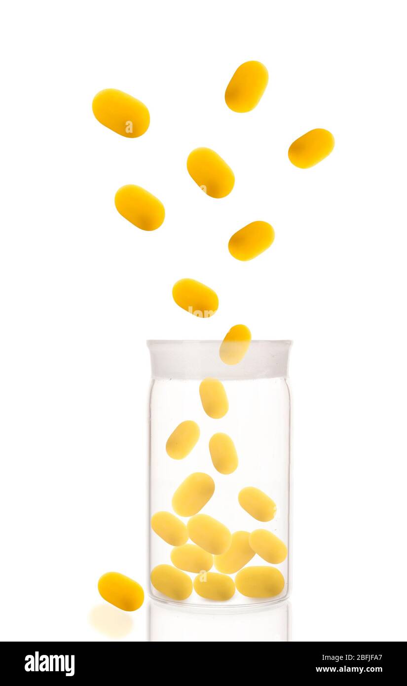 Pills falling transparent hi-res stock photography and images - Alamy