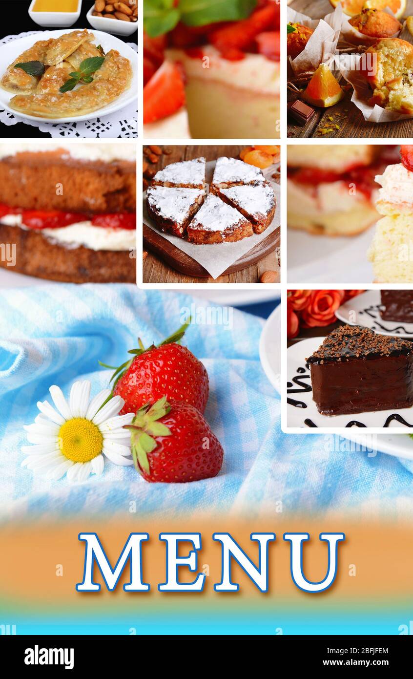 Delicious desserts menu Stock Photo - Alamy