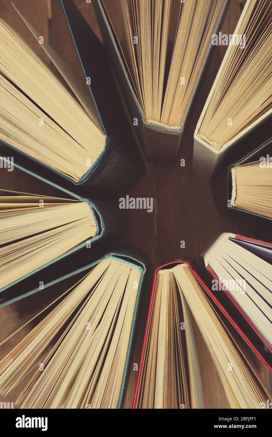 Group of books close up, top view Stock Photo - Alamy