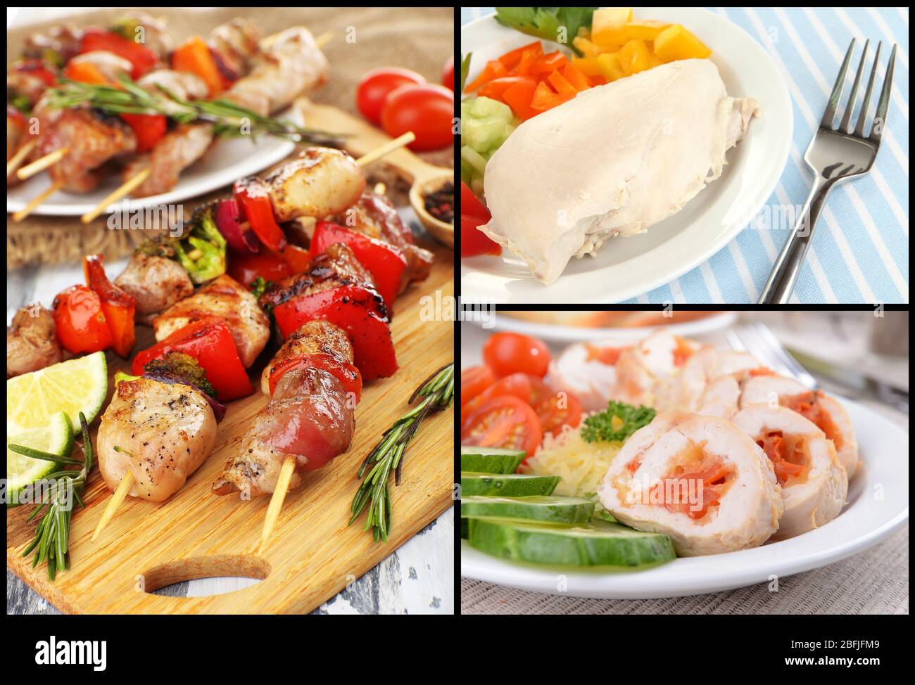 Collage of various meals with meat Stock Photo - Alamy